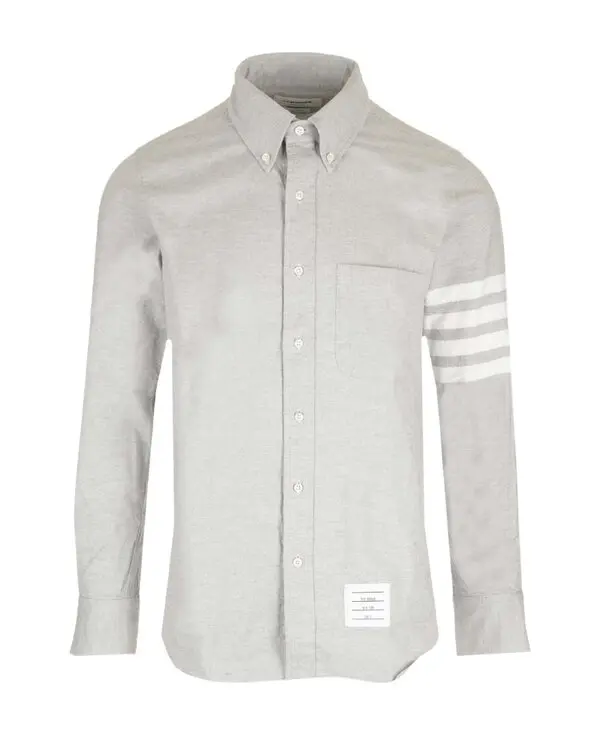 Thom Browne 4-bar Long-sleeved Shirt - Light Gray