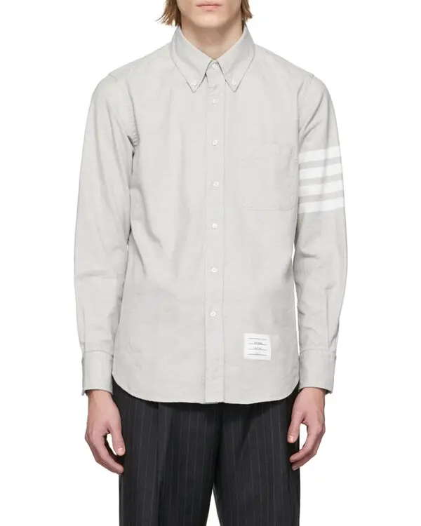Thom Browne 4-bar Long-sleeved Shirt - Light Gray