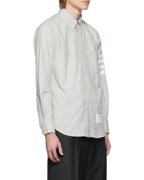 Thom Browne 4-bar Long-sleeved Shirt - Light Gray