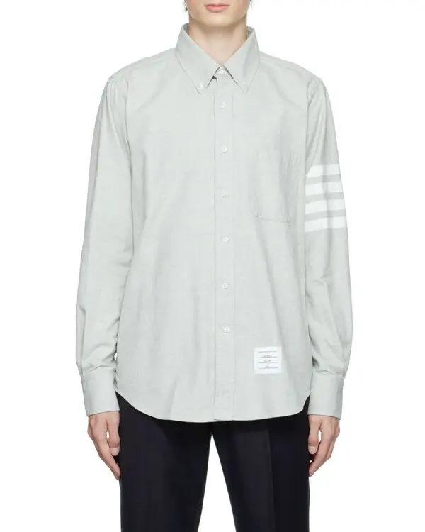 Thom Browne 4-bar Long-sleeved Shirt - Light Gray