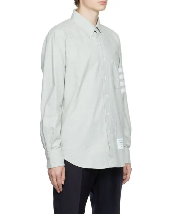 Thom Browne 4-bar Long-sleeved Shirt - Light Gray