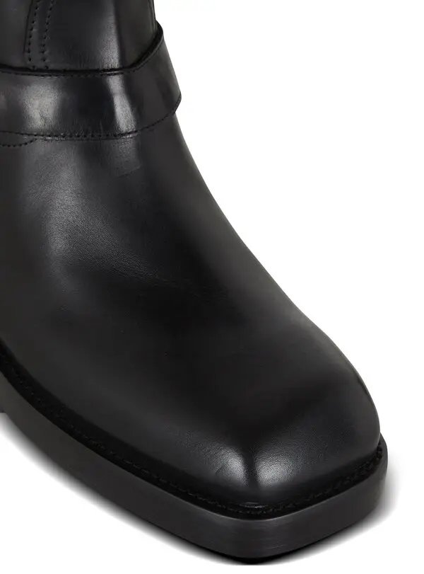 Balmain Biker Ankle Boots With Square Toe And Ring Detail