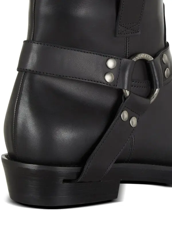 Balmain Biker Ankle Boots With Square Toe And Ring Detail