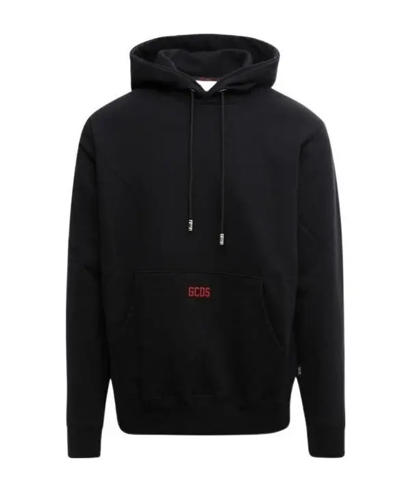 Gcds Logo Detailed Drawstring Hoodie - Black