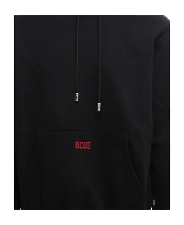 Gcds Logo Detailed Drawstring Hoodie - Black