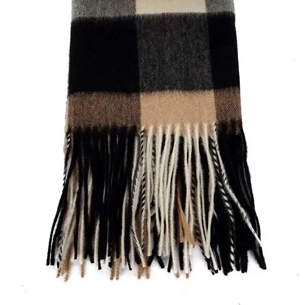 Burberry Classic Plaid Fringed Cashmere Scarf