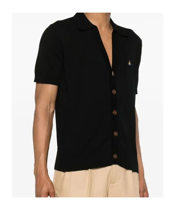 VIVIENNE WESTWOOD Buttoned Short-sleeve Knitted Sweater - Black
