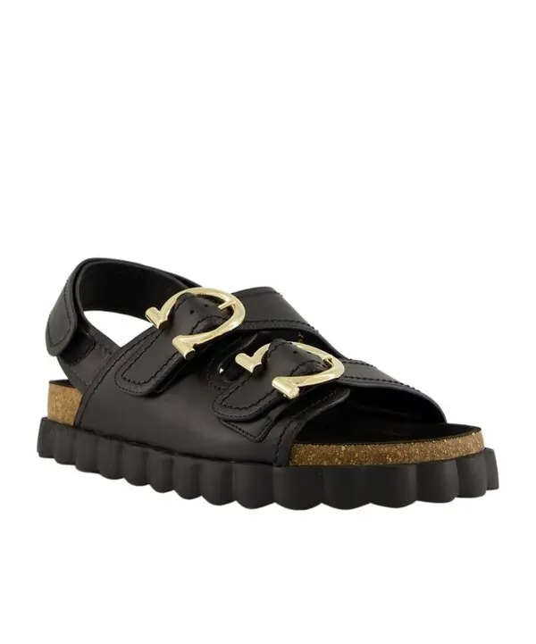 FERRAGAMO Gancini Double Buckle Slingback Sandals