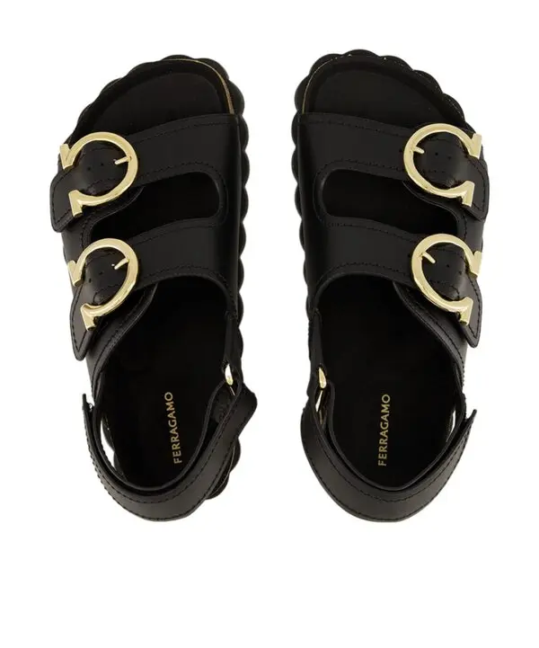 FERRAGAMO Gancini Double Buckle Slingback Sandals