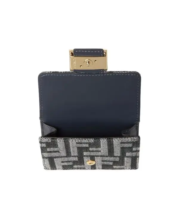 Fendi Baguette Ff Jacquard Micro Trifold Wallet - Black