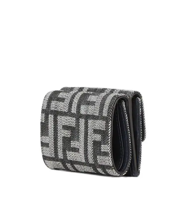 Fendi Baguette Ff Jacquard Micro Trifold Wallet - Black