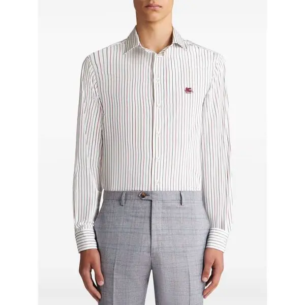 Etro Logo Embroidered Striped Shirt