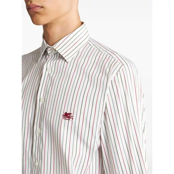 Etro Logo Embroidered Striped Shirt
