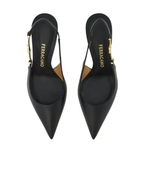 FERRAGAMO F Buckle Slingback Pumps - Black