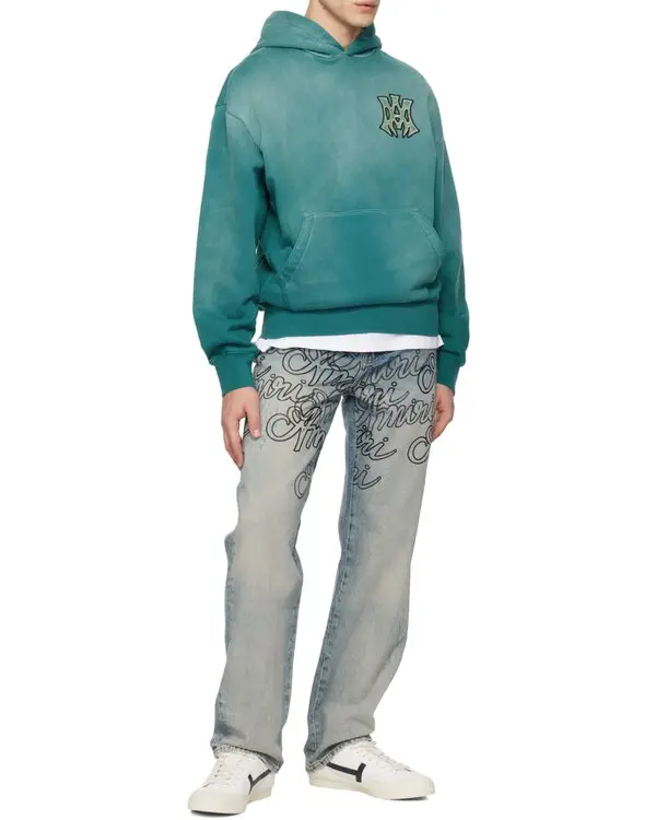 Amiri Logo Embroidered Distressed Hoodie