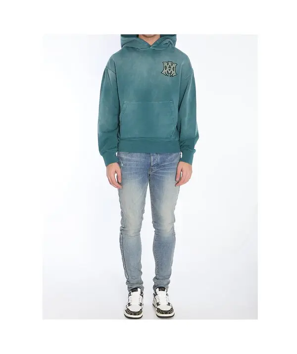 Amiri Logo Embroidered Distressed Hoodie