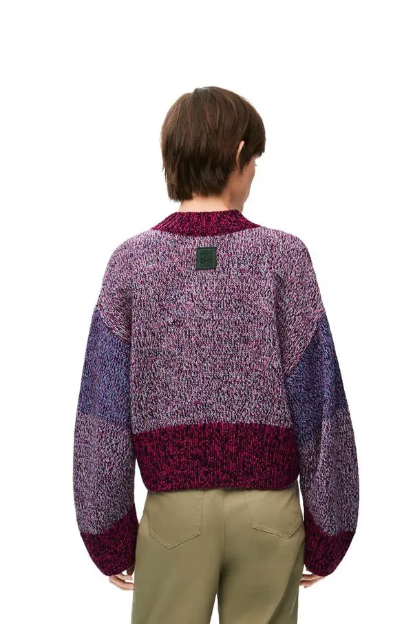 Loewe Balloon Sleeved Crewneck Cropped Jumper - Purple
