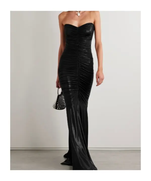 Norma Kamali Strapless Shirred Gown With Fishtail Skirt - Black