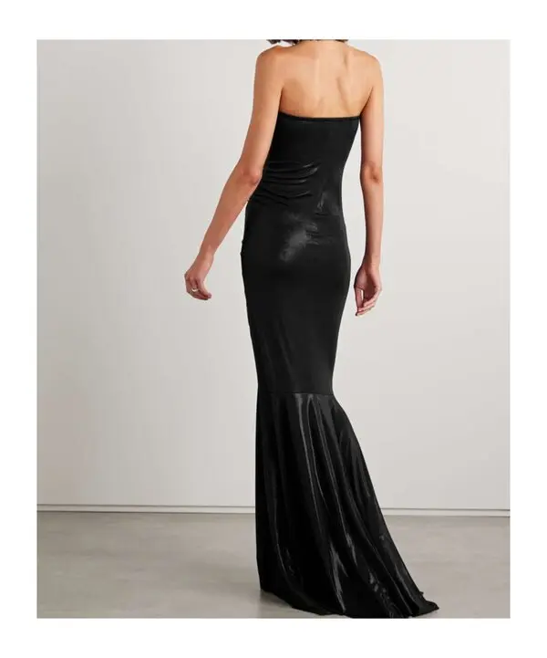 Norma Kamali Strapless Shirred Gown With Fishtail Skirt - Black
