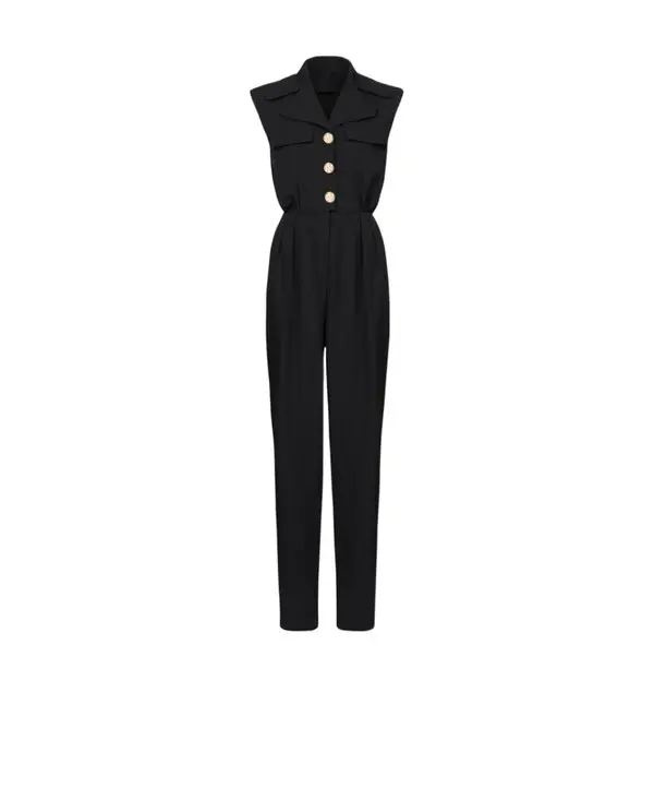 Balmain Wool Jumpsuit - Black