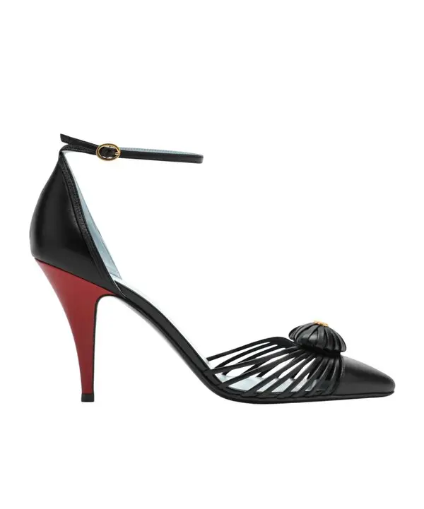 Valentino Garavani Leather Cage Toe High Heel Sandals With Buckled Ankle Strap