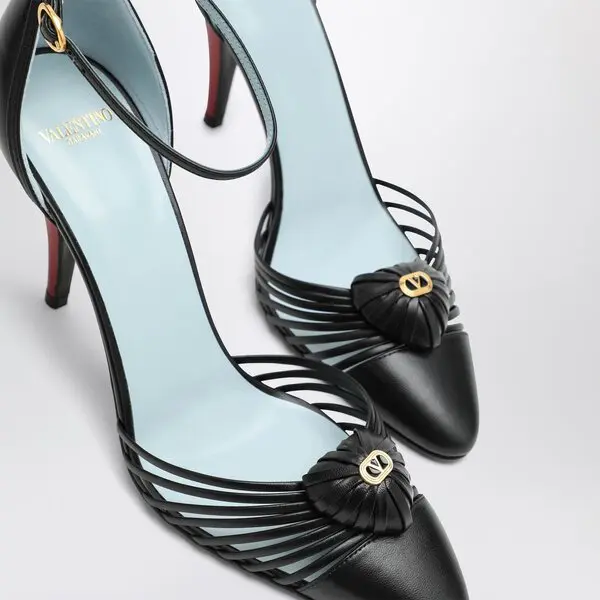 Valentino Garavani Leather Cage Toe High Heel Sandals With Buckled Ankle Strap