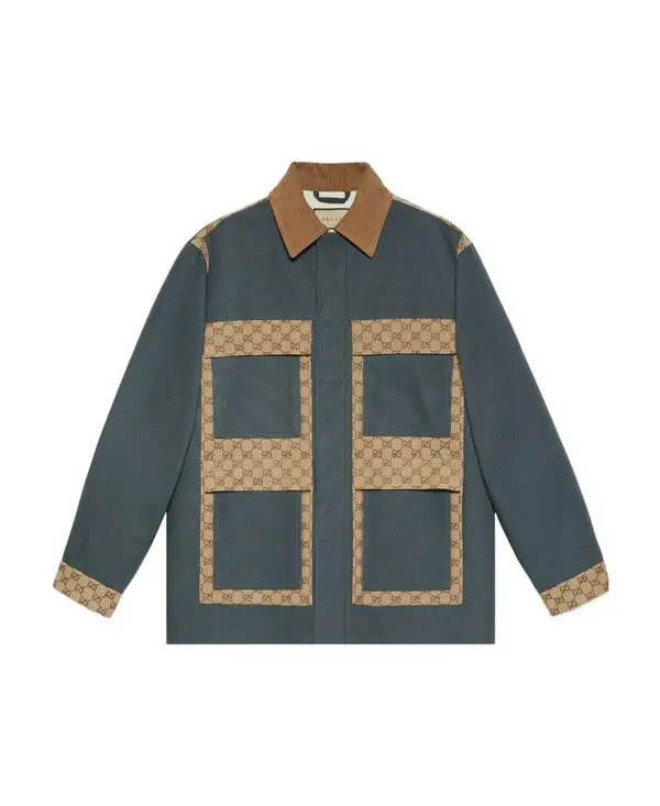 Gucci Monogrammed Corduroy Collared Overshirt