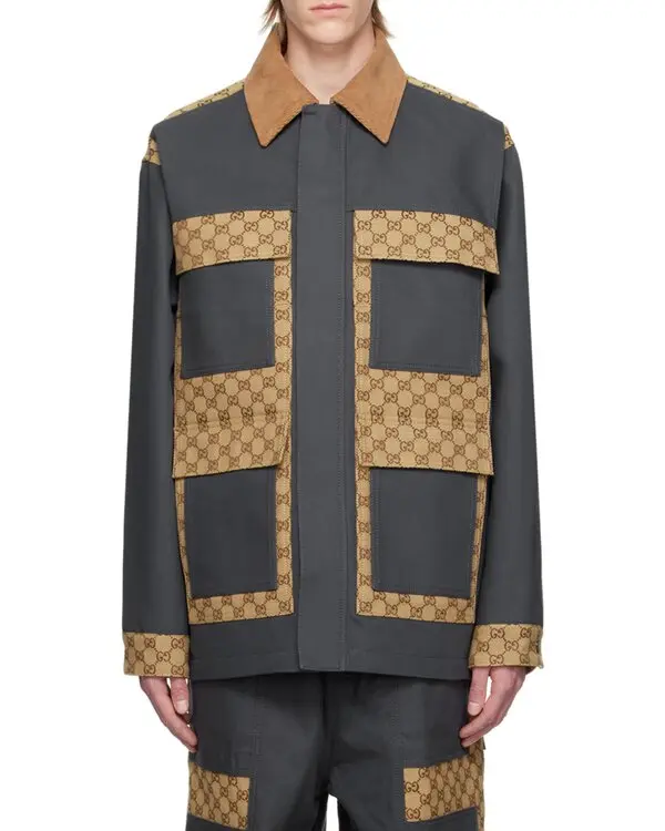 Gucci Monogrammed Corduroy Collared Overshirt