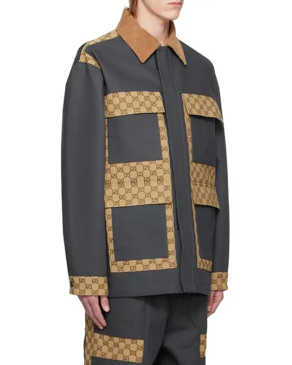 Gucci Monogrammed Corduroy Collared Overshirt