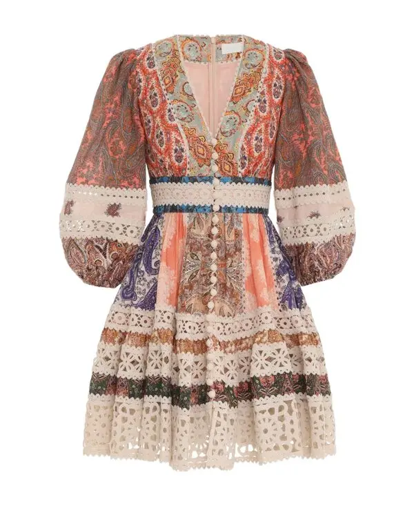 Zimmermann Devi Spliced Billow Mini Dress