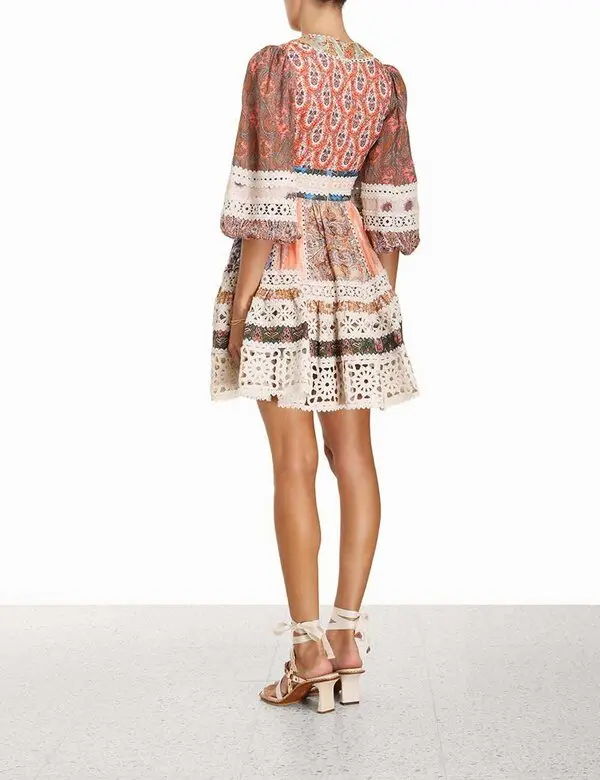 Zimmermann Devi Spliced Billow Mini Dress