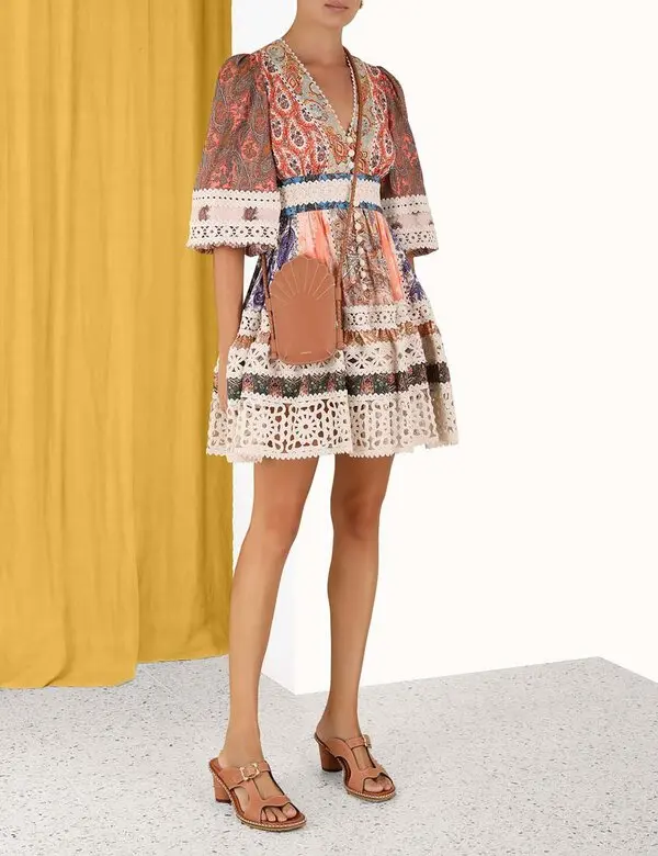 Zimmermann Devi Spliced Billow Mini Dress