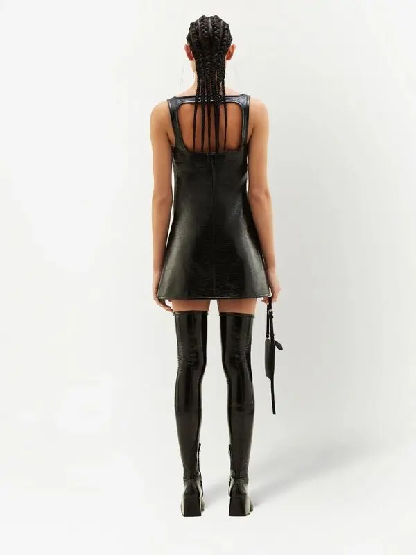 COURREGES Courrèges Logo Detailed Sleeveless Mini Dress - Black