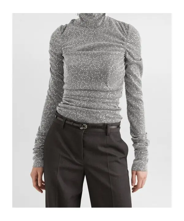 Dolce & Gabbana Draped Sequined Turtleneck Top