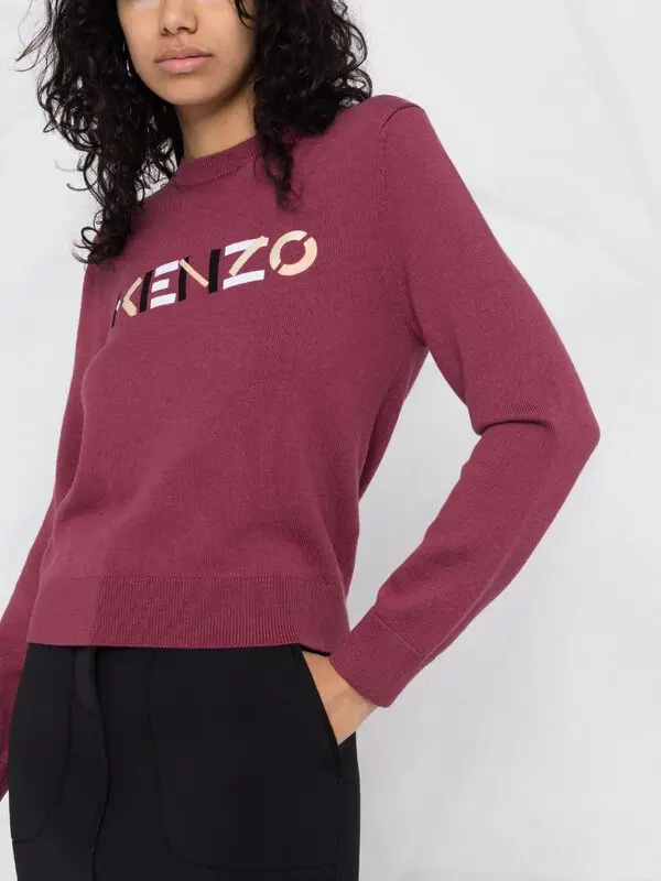Kenzo Embroidered Logo Wool Jumper - Red