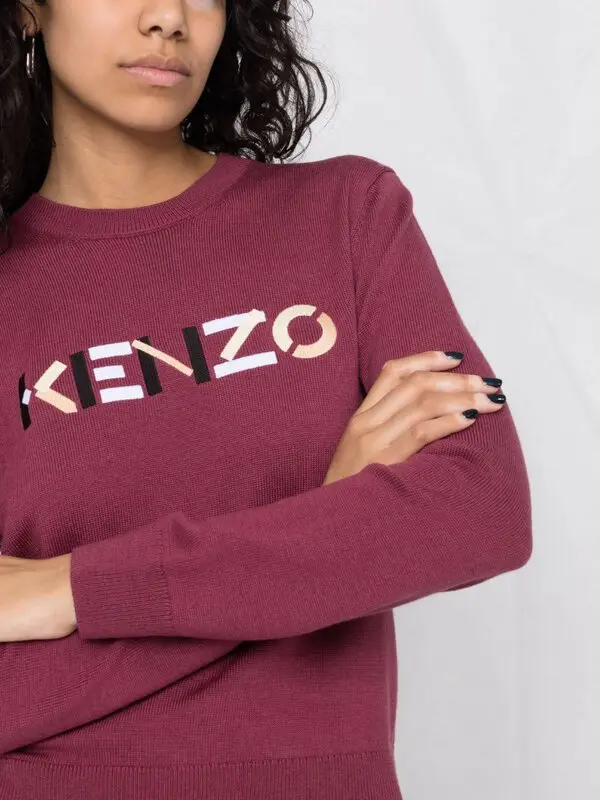 Kenzo Embroidered Logo Wool Jumper - Red