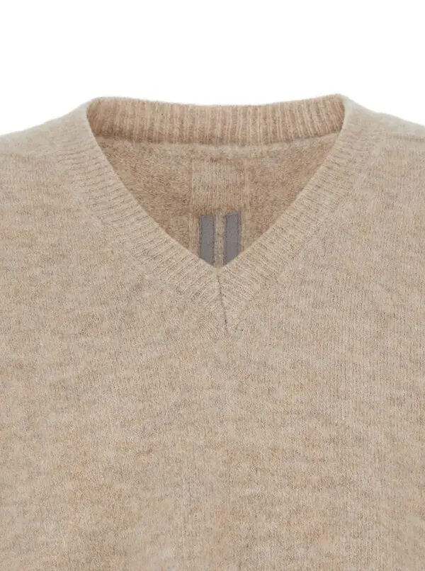 Rick Owens V-neck Long-sleeved Sweater With Ribbed Details - Nude