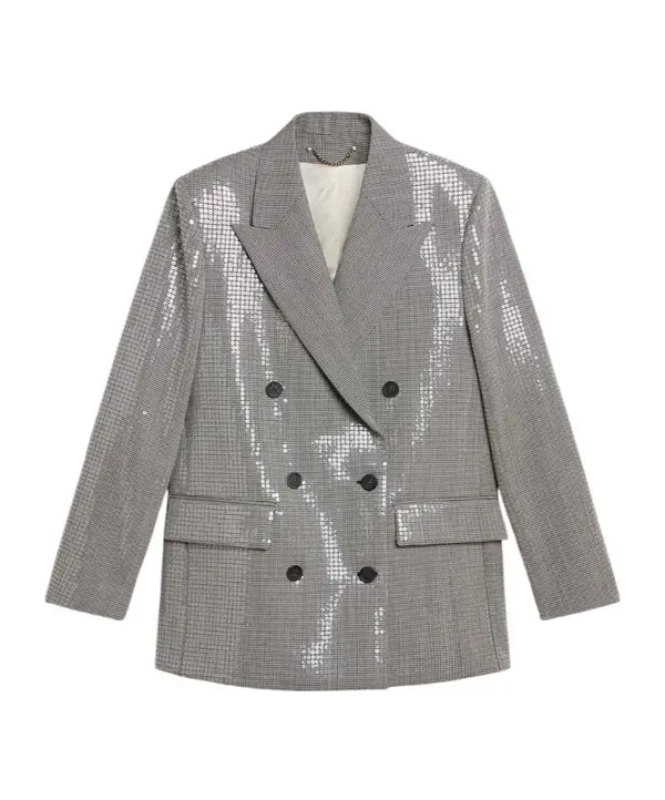 GOLDEN GOOSE Double-breasted Sequinned Houndstooth Jacket