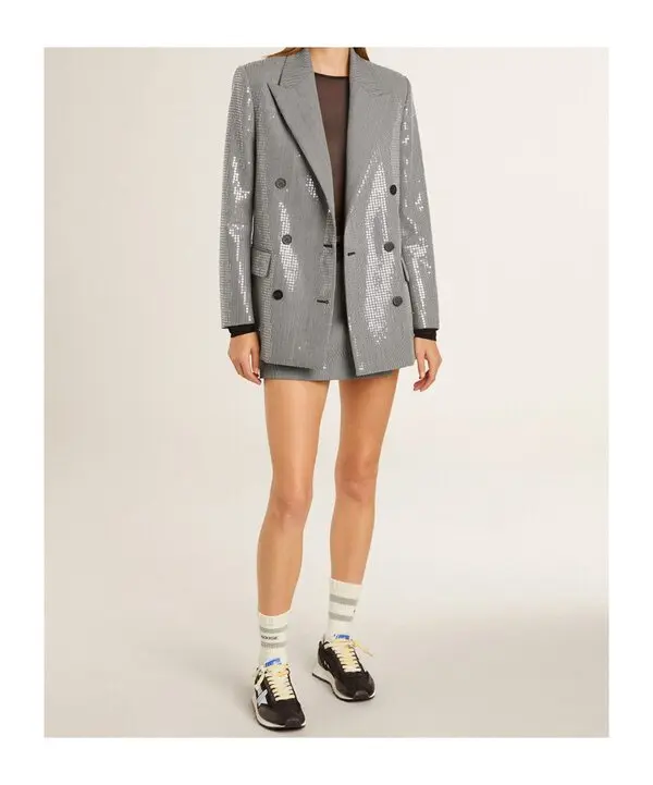GOLDEN GOOSE Double-breasted Sequinned Houndstooth Jacket