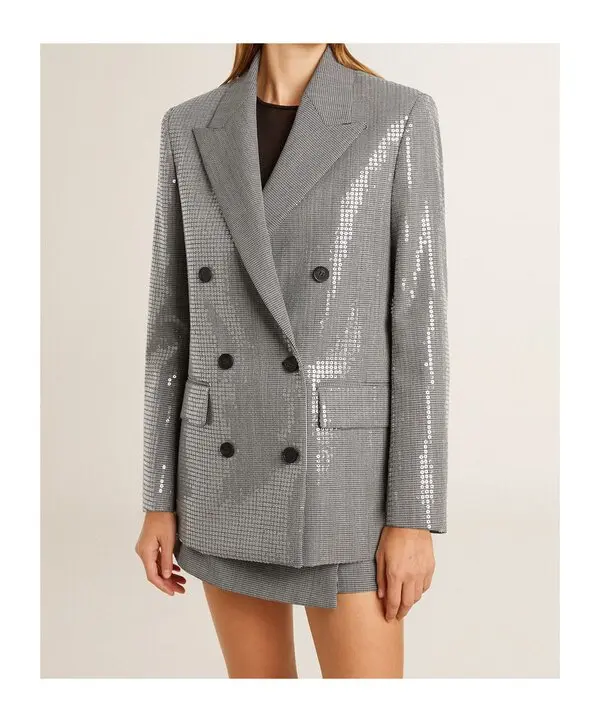 GOLDEN GOOSE Double-breasted Sequinned Houndstooth Jacket