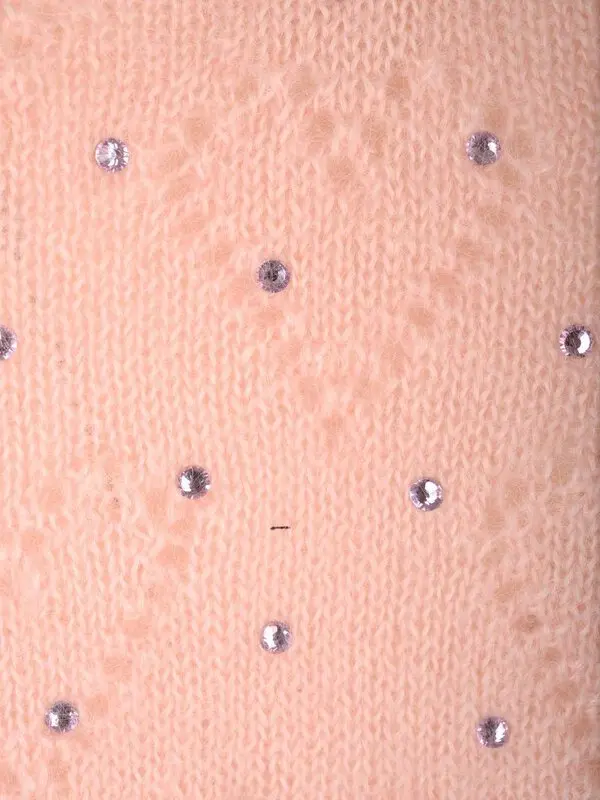 Alessandra Rich Embellished Puff Sleeve Knit Top - Pink