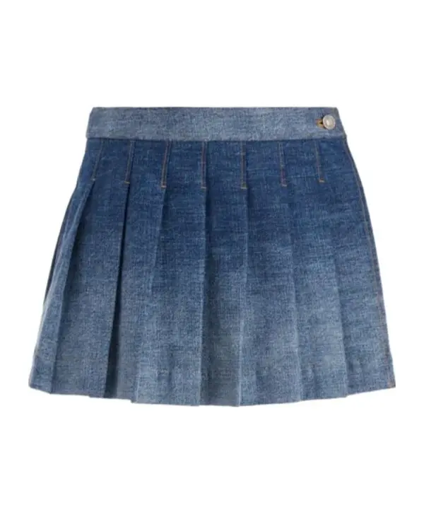 Dior Pleated Denim Mini Skirt With Integrated Shorts