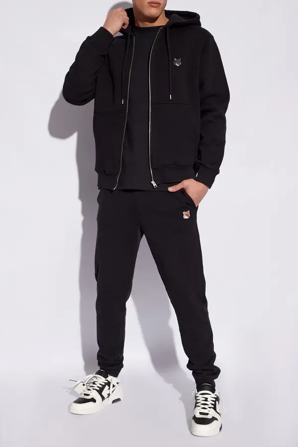 Maison Kitsuné Fox Head Patch Elastic Waist Jogging Pants - Black