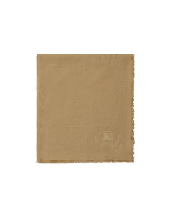 Burberry Wide Check Wool Silk Scarf - Sand