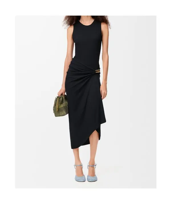 Loewe Ribbed Midi Tank Dress With Asymmetrical Draping