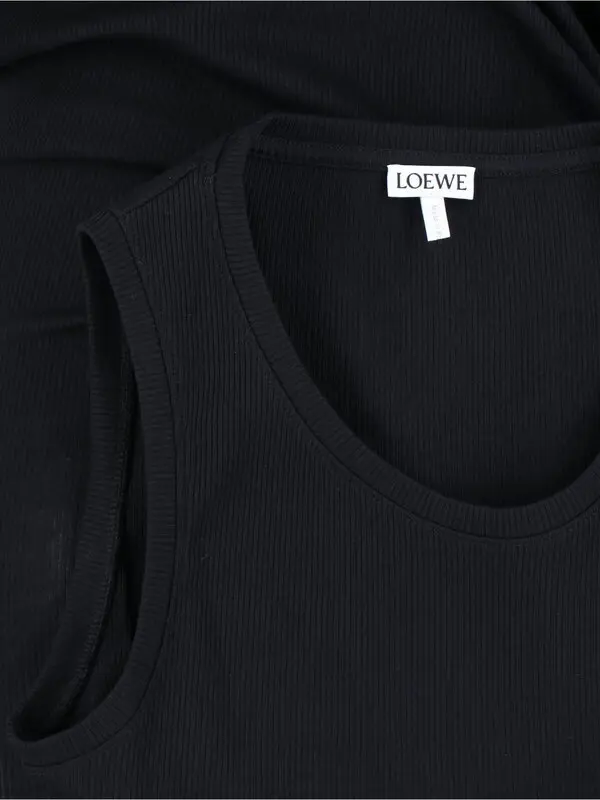 Loewe Ribbed Midi Tank Dress With Asymmetrical Draping