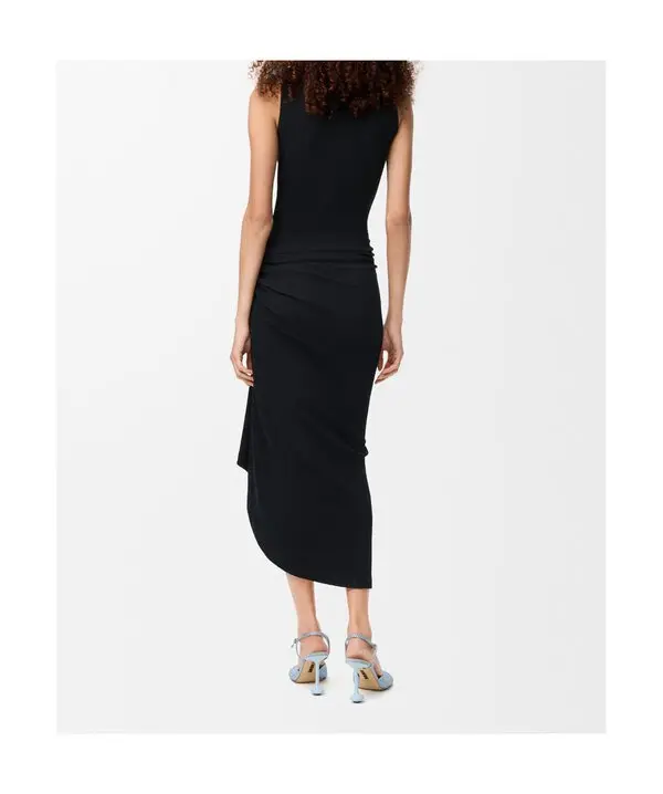 Loewe Ribbed Midi Tank Dress With Asymmetrical Draping
