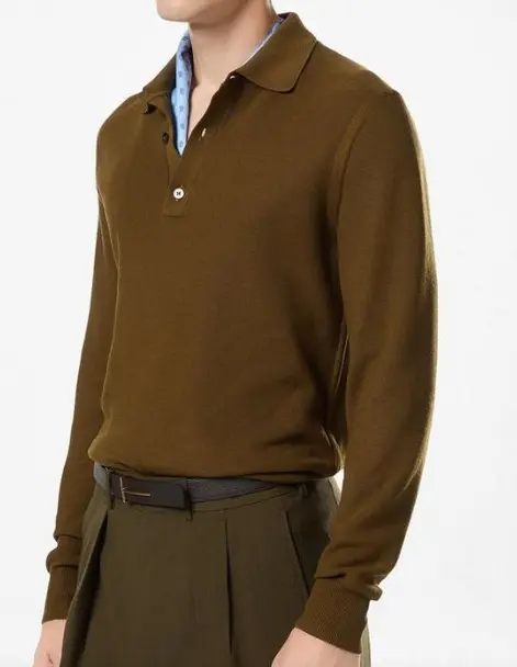 TOM FORD Long Sleeve Knitted Polo Shirt - Brown