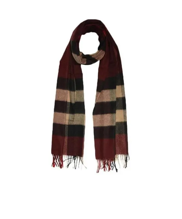 Burberry Plaid Detail Scarf - Deep Red