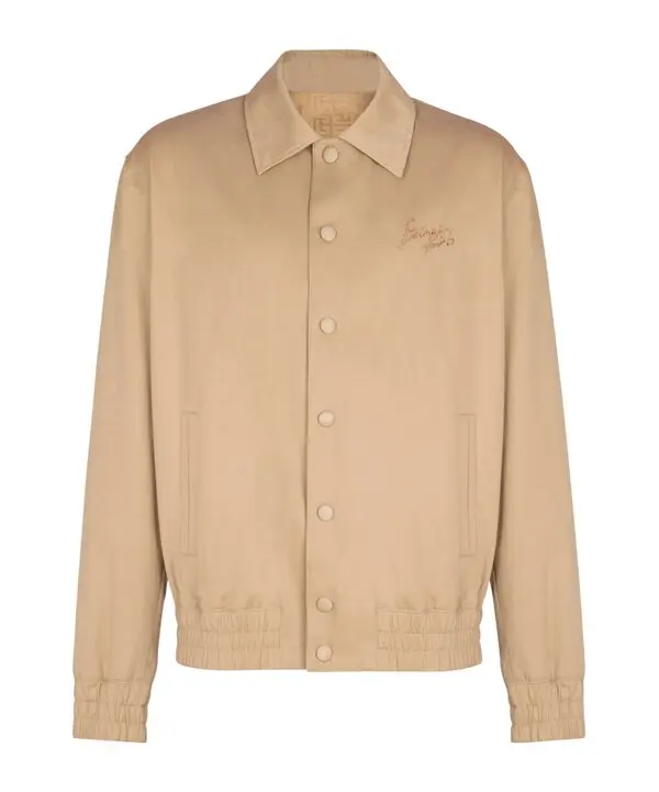 Balmain Logo Embroidered Bomber Jacket - Beige